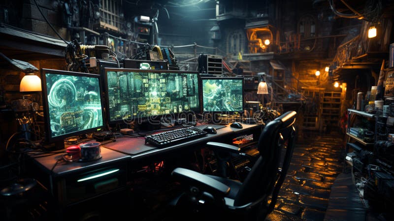 A Computer Room with Many Cases Stock Illustration - Illustration of ...