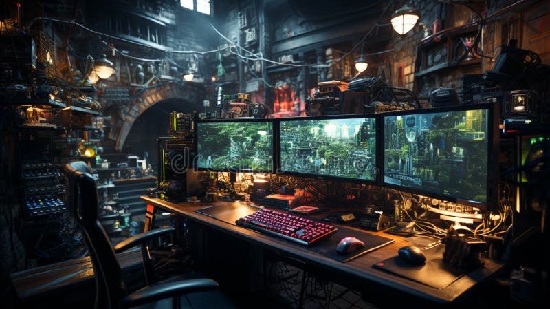 A Computer Room with Many Cases Stock Illustration - Illustration of ...