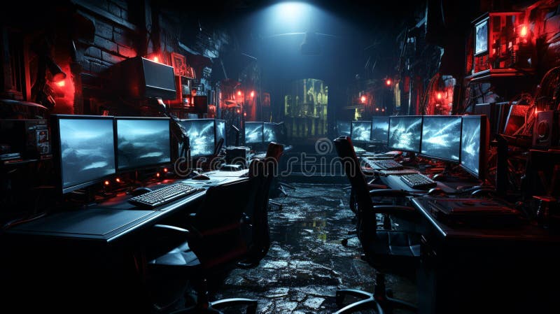 A Computer Room with Many Cases Stock Illustration - Illustration of ...