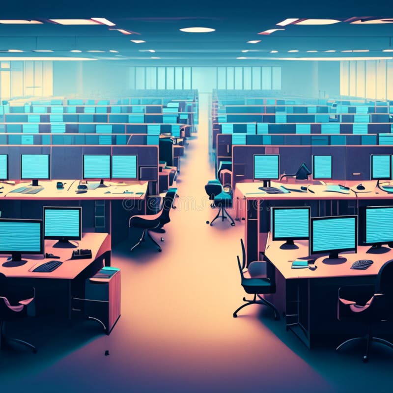 Computer Room in Modern Office. 3d Render, 3d Illustration AI Generated ...