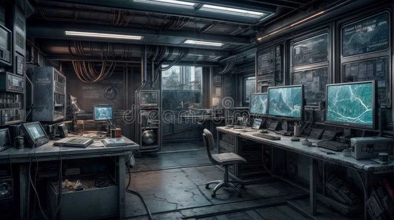 A Computer Room in a Science Fiction Style Stock Image - Image of style ...
