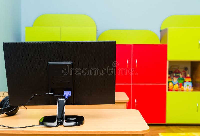 Computer Room for Small Children in Kindergarten Stock Photo - Image of ...