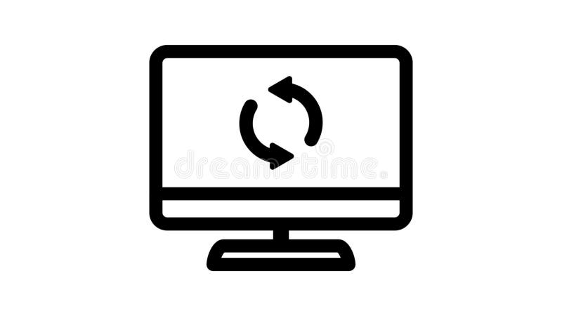 Computer with Rotating Arrow, Computer Processing Icon. Stock Footage ...