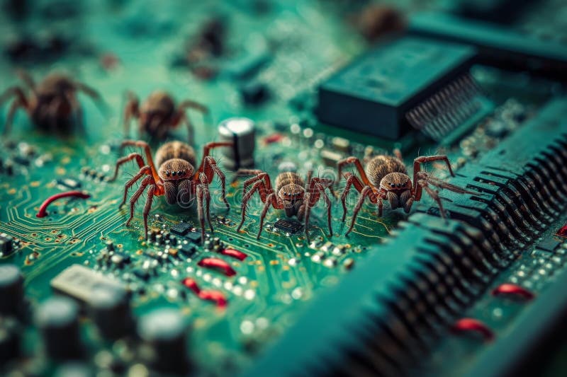 The Computer S Motherboard Has Large Spiders on it, and the Old ...