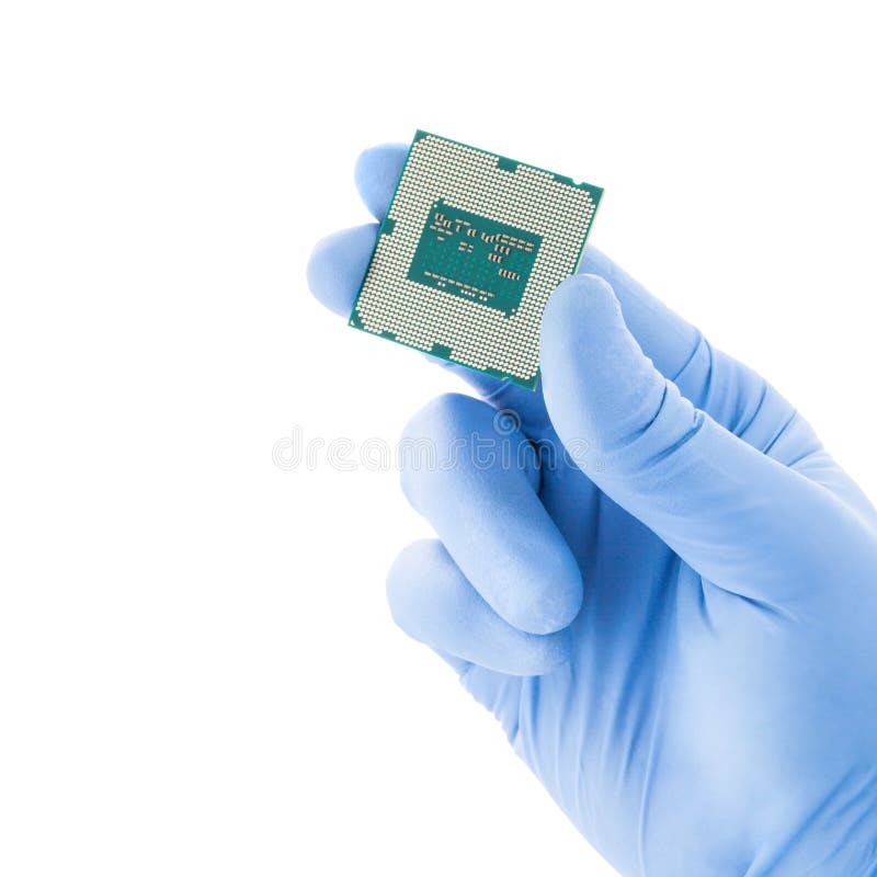 Computer S Processor in Hand Isolated on a White Background Stock Image ...