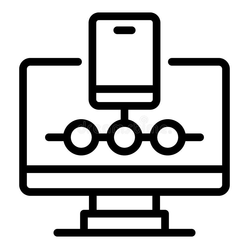 Computer Safe Authentication Icon Outline Style Stock Vector