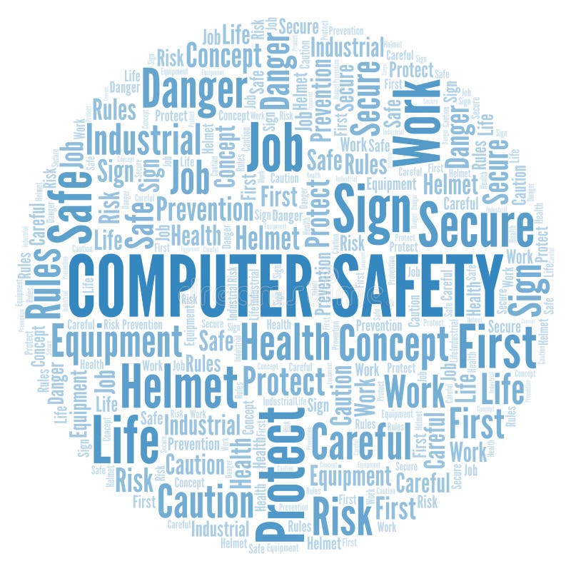 Computer Safety word cloud stock illustration. Illustration of ...