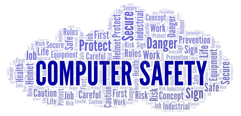 Computer Safety word cloud stock illustration. Illustration of careful ...