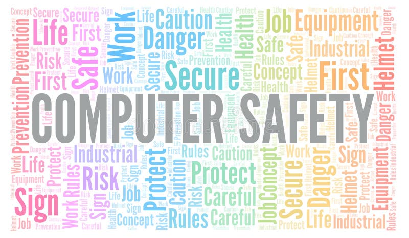 Computer Safety word cloud stock illustration. Illustration of ...
