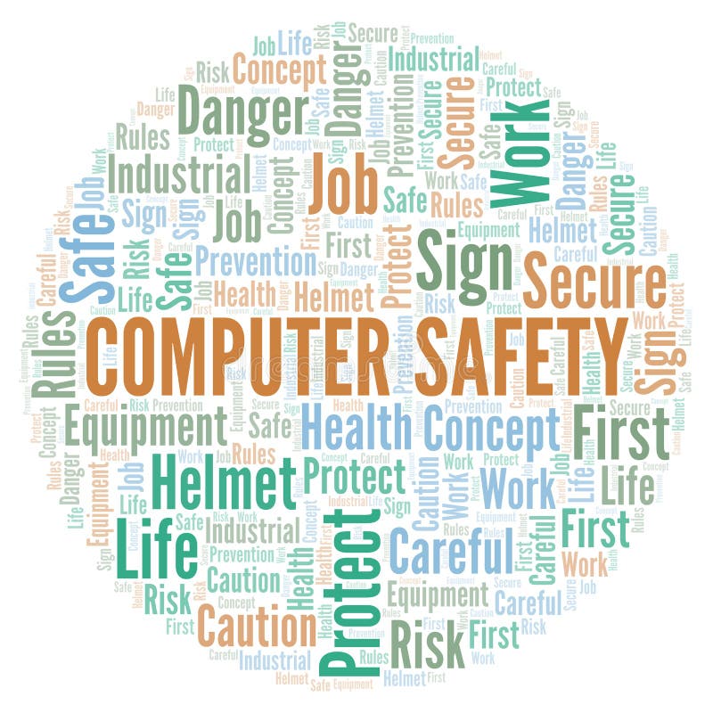 Computer Safety word cloud stock illustration. Illustration of security ...