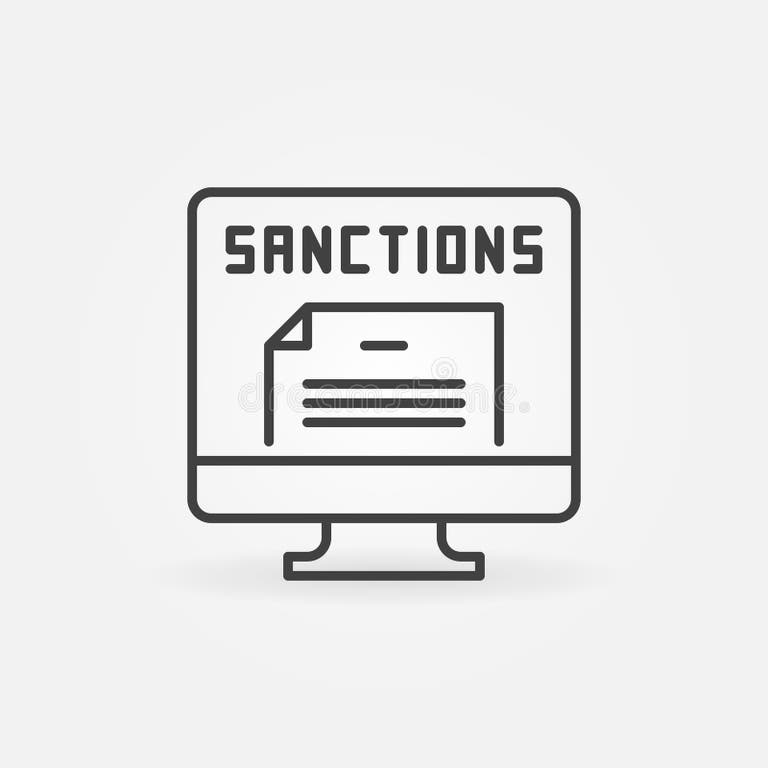 Computer with Sanctions Documents Vector Concept Outline Icon Stock ...