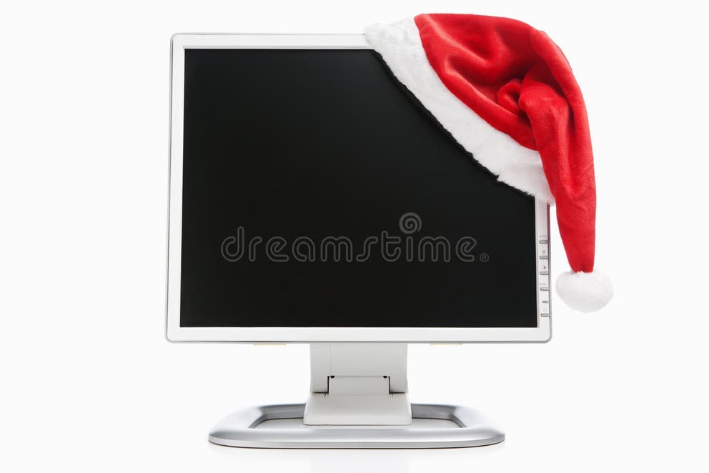 Computer and Santa hat stock image. Image of christmas - 12126147