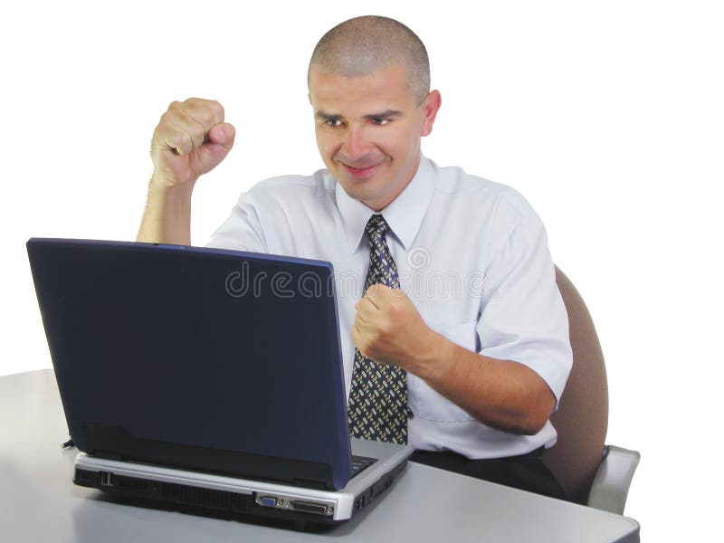 Happy Man with Computer in the Field Stock Image - Image of laptop ...