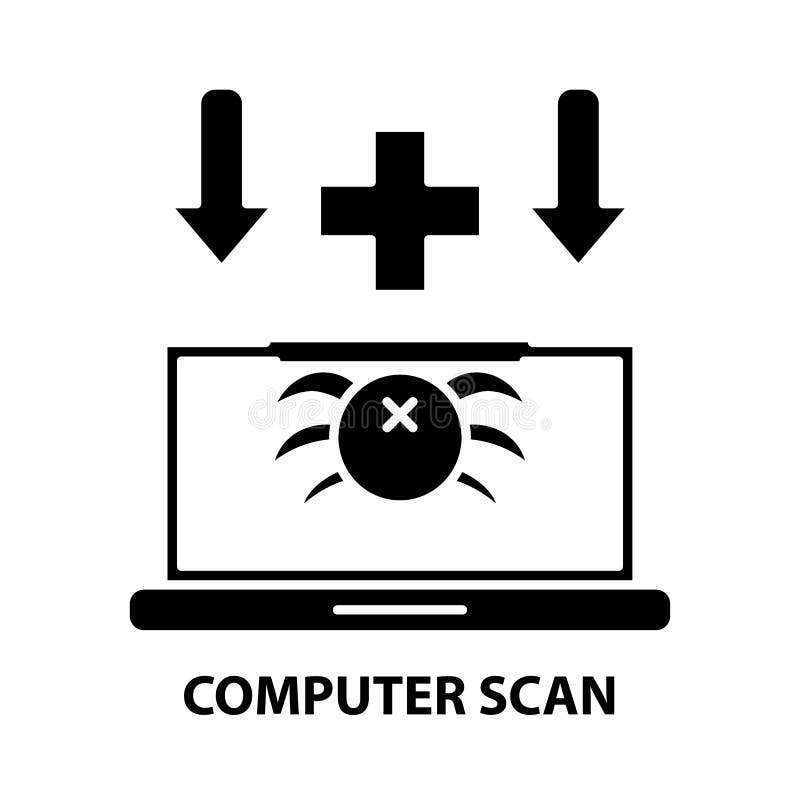 Computer Scan Icon, Black Vector Sign with Editable Strokes, Concept ...