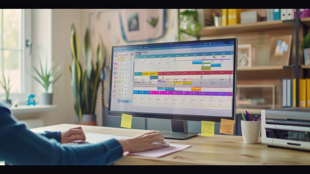 The Computer with Schedule.AI Generated Image Stock Image - Image of ...