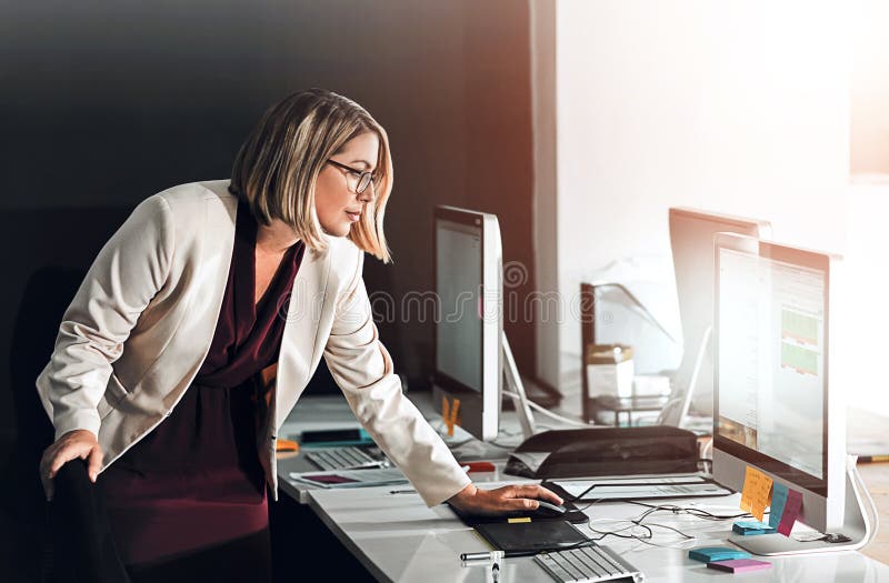 Computer, Schedule and Business Woman in Office Planning, Research or ...