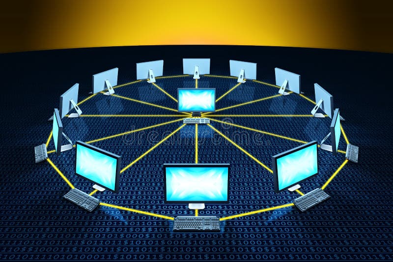 Computer Schließen in Verbindung Stehende Daten Des Netzes an Stock ...