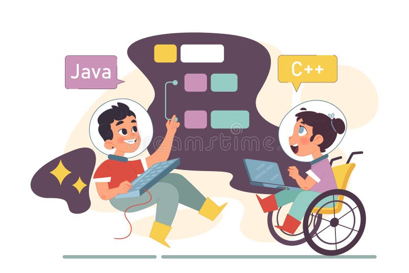 Computer Science Class for Kids. Diverse Children Programming Stock ... Computer Science Class for Kids. Diverse Children Programming Stock ...