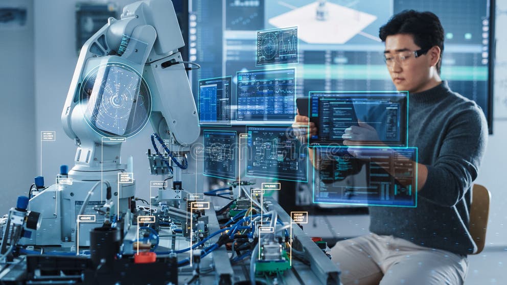 Computer Science Development Engineer Using Tablet Computer To Program ...