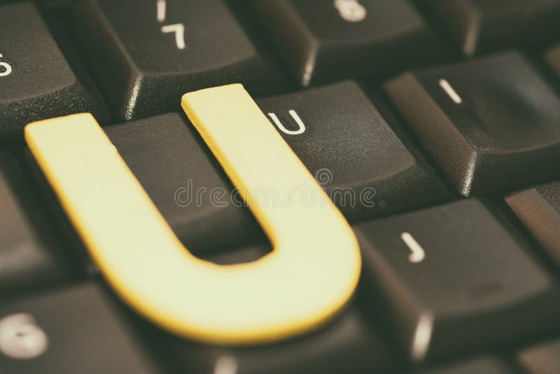 Small Wooden Letter `U` on Black Computer Keyboard Stock Photo - Image ...