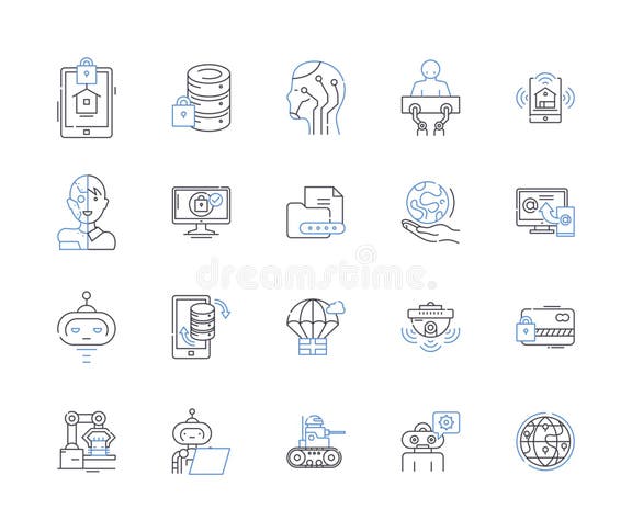 Computer Science Line Icons Collection. Algorithm, Binary, Compiler, CPU, Debugging, Encryption ...