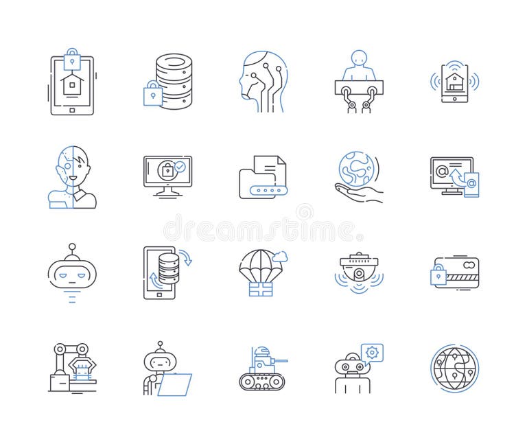 Computer Science Line Icons Collection. Algorithm, Binary, Compiler, CPU, Debugging, Encryption ...