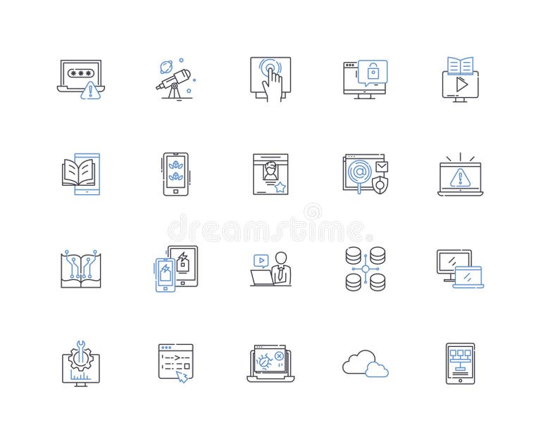 Computer Science Line Icons Collection. Algorithm, Binary, Compiler, Cybersecurity, Database ...