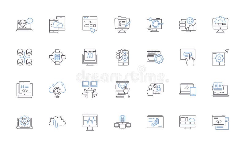 Computer Science Line Icons Collection Algorithm Database Binary Programming Syntax