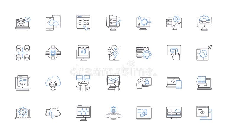 Computer Science Line Icons Collection. Algorithm, Database, Binary ...