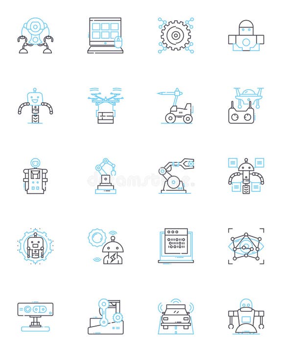 Computer Science Linear Icons Set. Algorithm, Binary, Compiler, Cybersecurity, Database ...