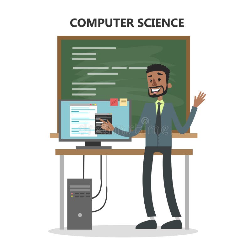 Computer science teacher. stock vector. Illustration of science - 107319932