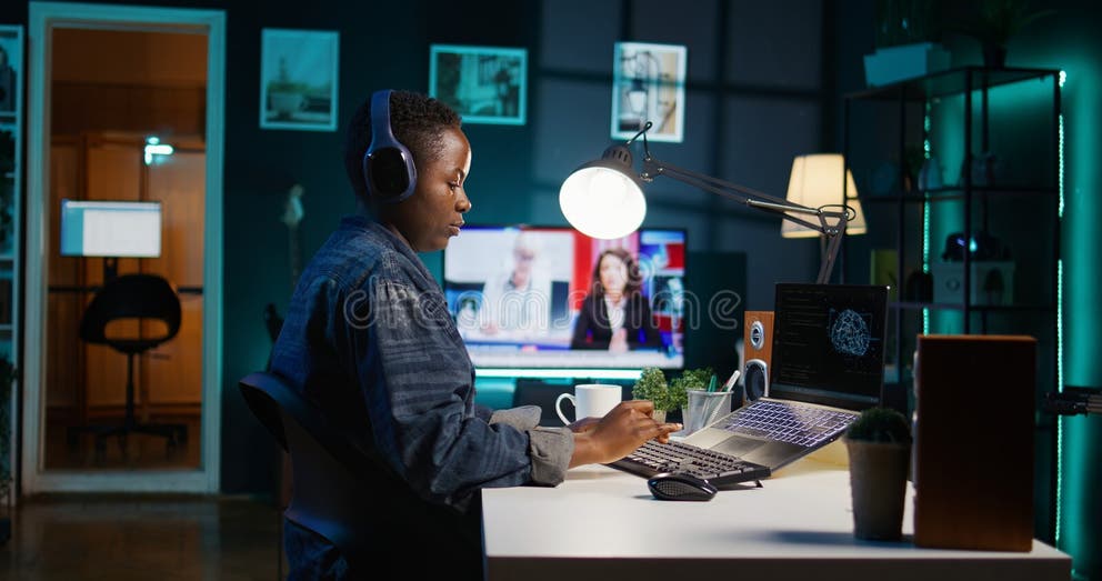 Computer Scientist at Home Updating Artificial Intelligence Neural Networks Stock Image - Image ...