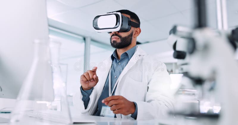 Computer, Scientist and Man with Vr Headset, Research and Tech To ...