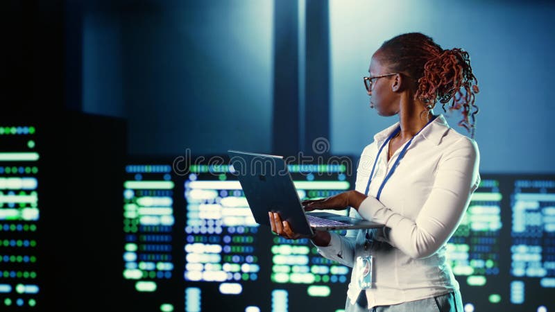 Computer Scientist Coding in Data Center Stock Video - Video of ...