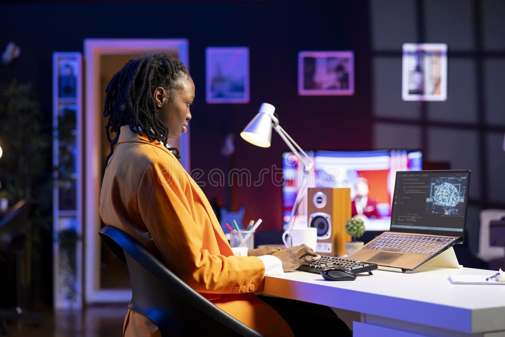 Computer Scientist Updating Artificial Intelligence Neural Networks at Home Stock Photo - Image ...