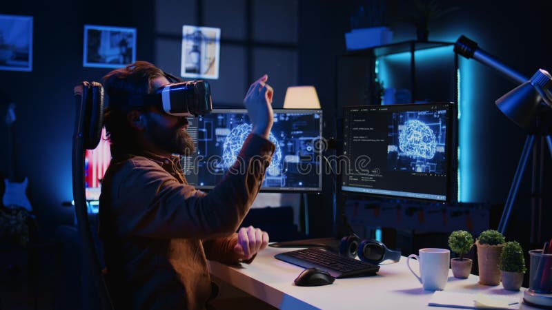 Computer Scientist Wearing VR Glasses Panicking after AI Gains ...