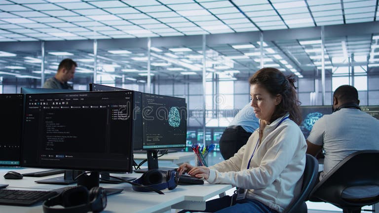 Computer Scientist Working in High Tech Server Hub Stock Image - Image of updating, engineer ...