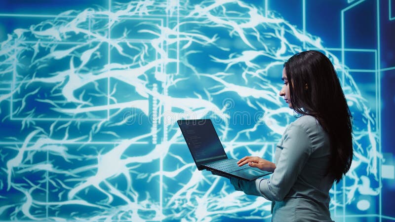 Computer Scientist Working on Laptop, Programming Artificial Intelligence Stock Image - Image of ...