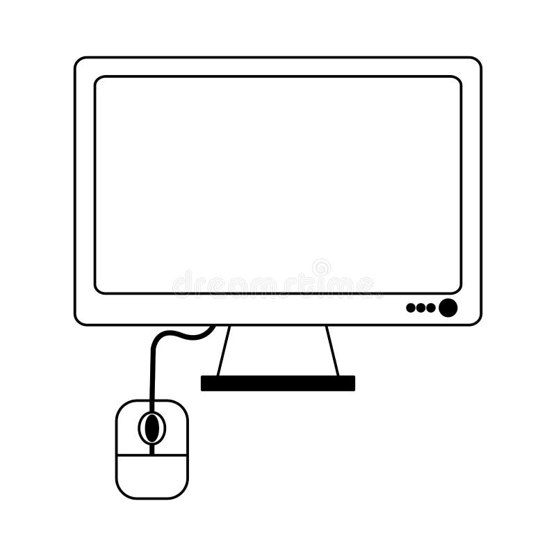 Computer Screen Amd Mouse Symbol in Black and White Stock Vector ...
