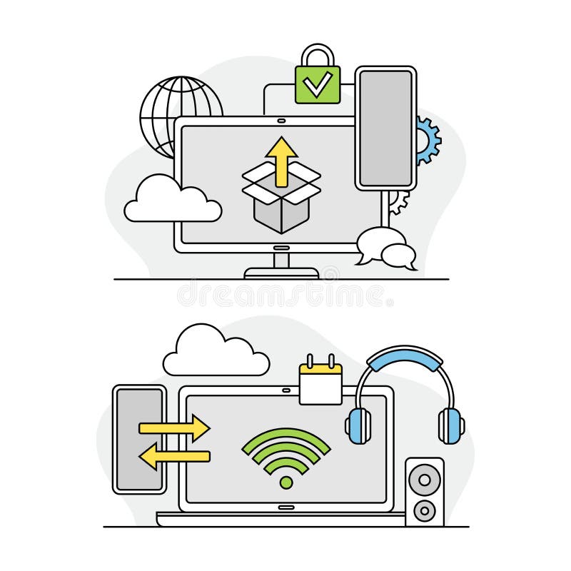 Computer Screen with Application Tools and Installing Options Set ...