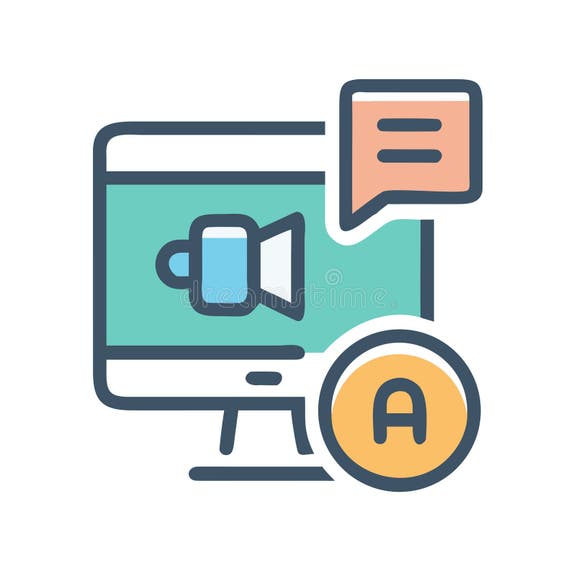 Computer Screen with Audio and Text Bubble Speaker Notification ...