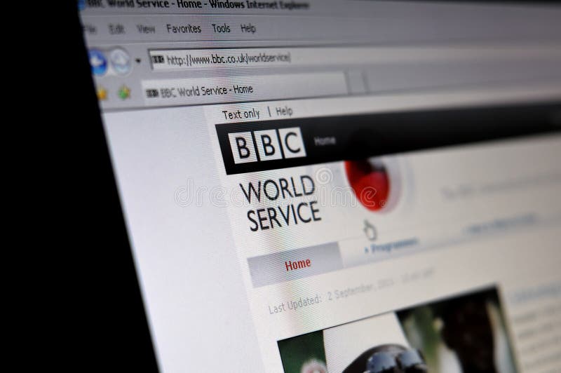 Computer Screen with BBC World Service Page Editorial Image - Image of ...