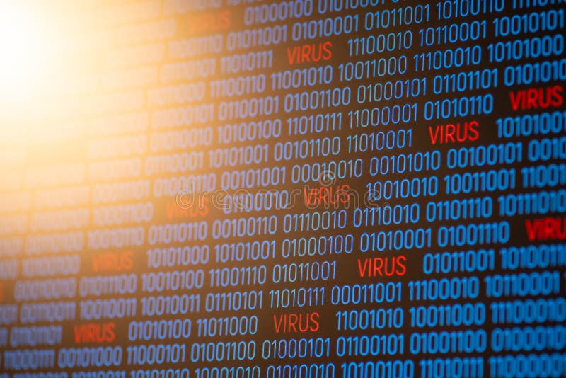 Computer Screen with Binary Code and Many Viruses Hiding Inside it Stock Image - Image of ...