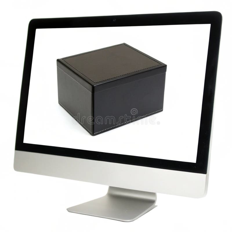 Computer Screen with a Black Box Isolated on White Background Stock ...