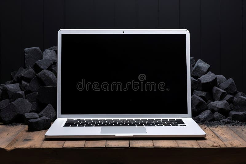 Computer Screen with Black Coal on it Stock Image - Image of ecommerce ...