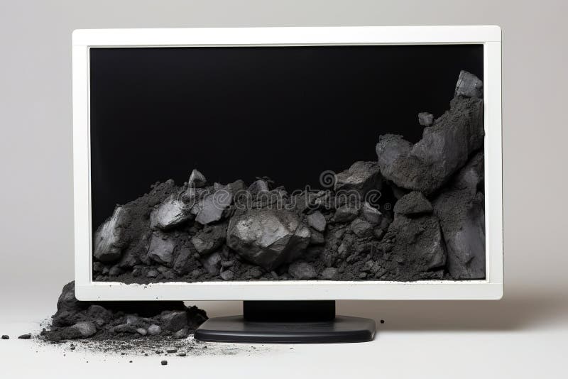 Computer Screen with Black Coal on it Stock Photo - Image of resources ...