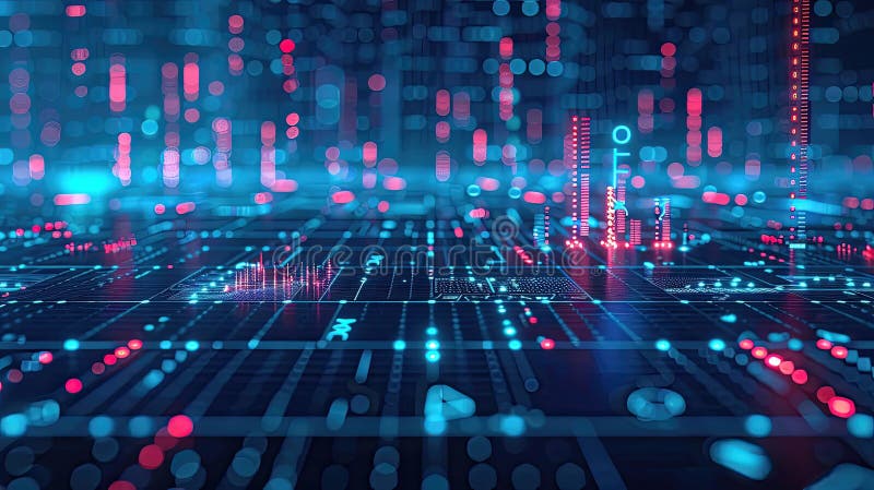 A Computer Screen with a Blue Background and Red and Blue Lines Stock ...