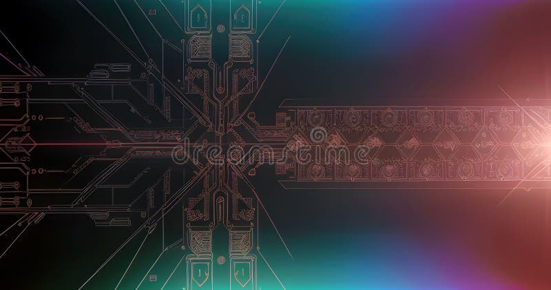 Computer Screen with a Blue Background and a Red and Purple Line Stock ...