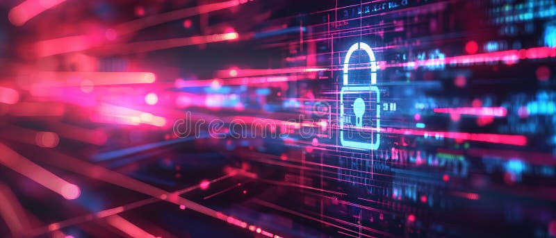 A Computer Screen with a Blue Circle with a Lock on it, Digital ...