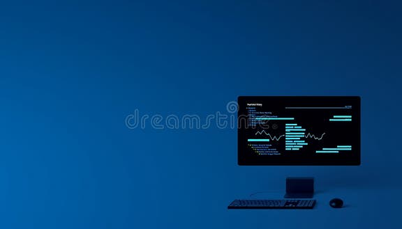 Computer Screen Blue, Minimalist Tech Display Generative AI Stock ...